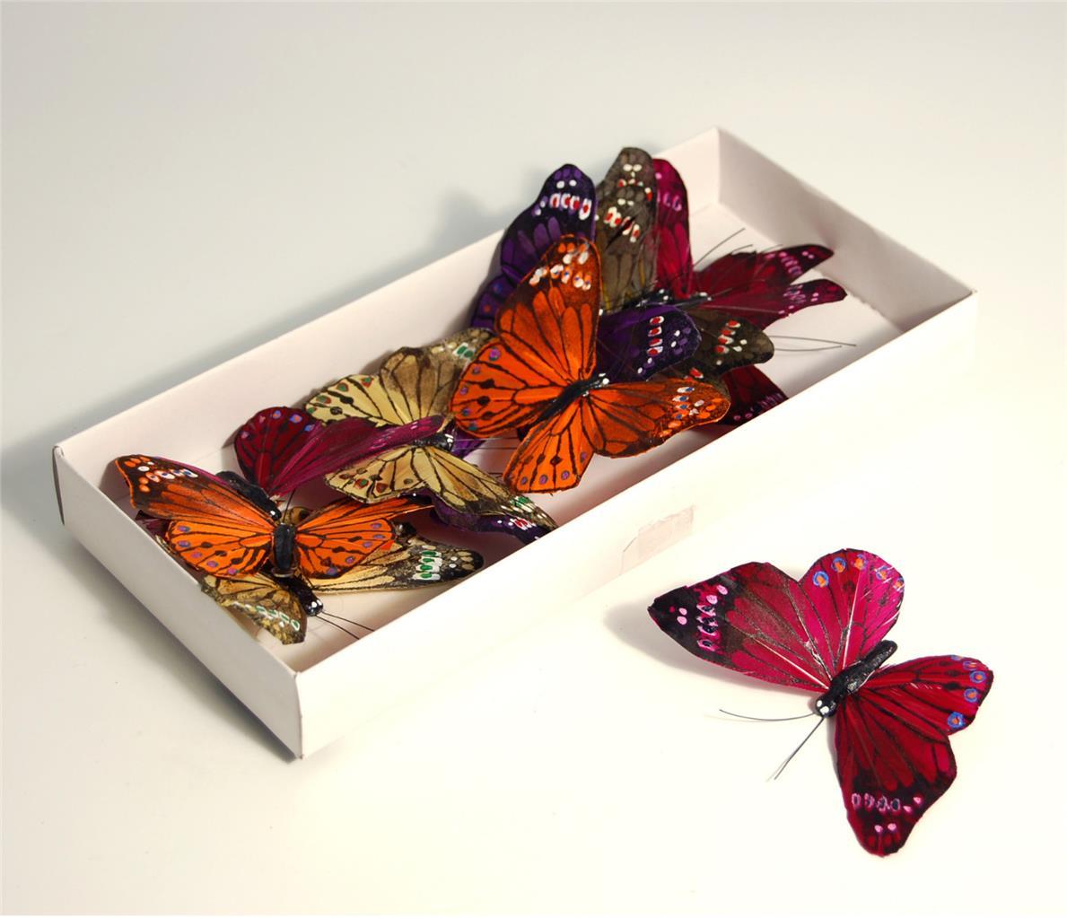 6 x Bridal Assorted Colour Magnetic Butterflies Table Favour Decor ...