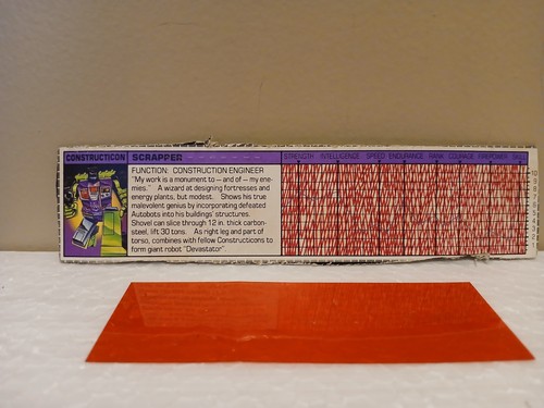 1985 G1 TRANSFORMERS SCRAPPER CONSTRUCTICON TECH SPEC VINTAGE ORIGINAL ...