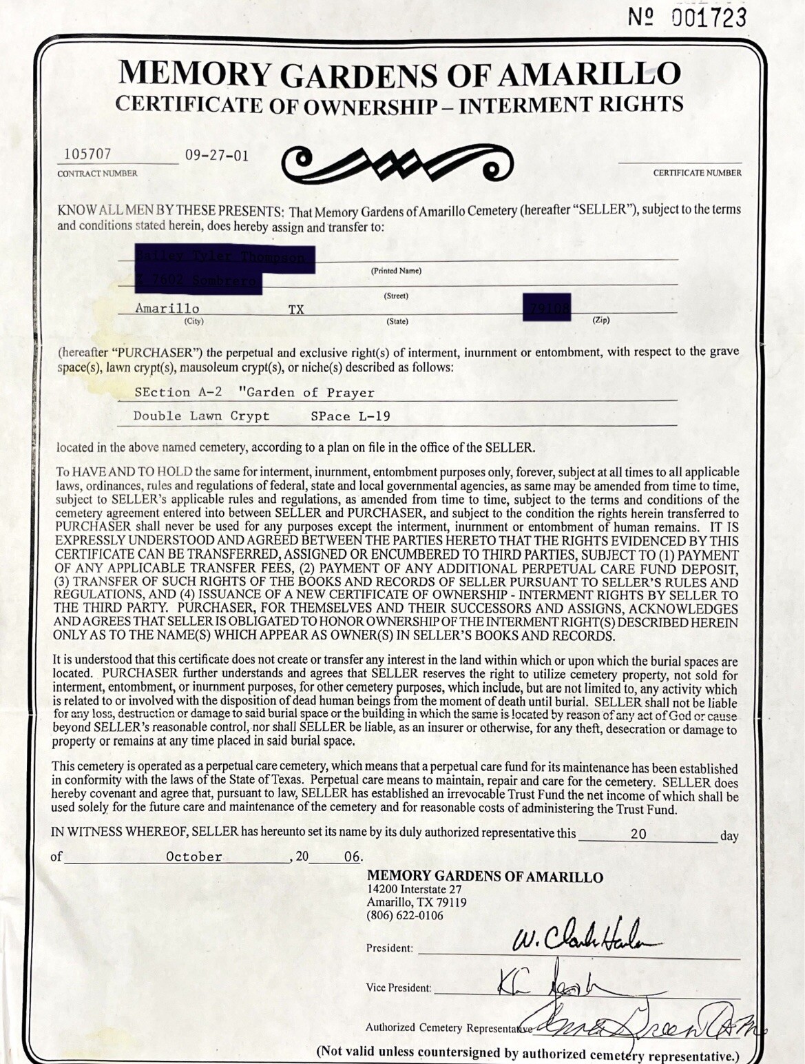 Double burial plot in Amarillo, TX. Memory Gardens Cemetery | eBay