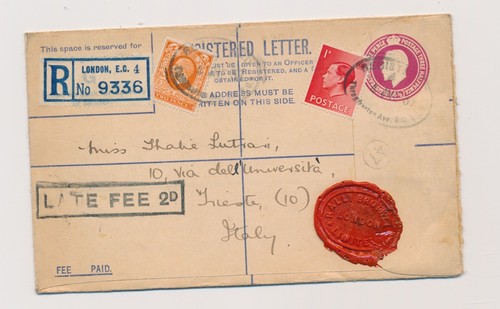 Registered Letter London Triest Multiple Stamp & Stamp Seal 15x10cm | eBay