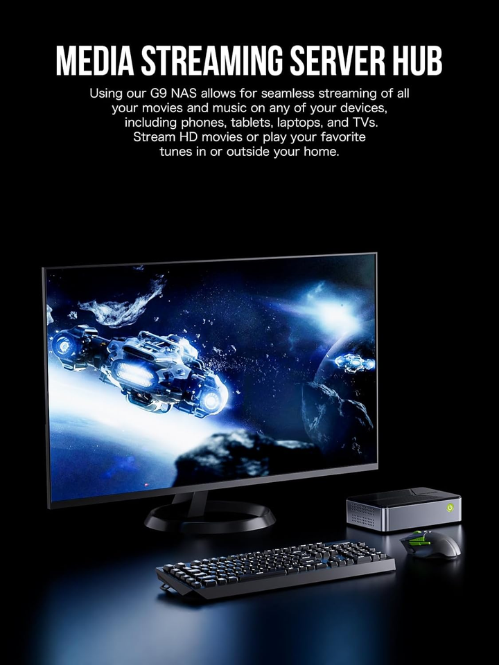 GMKtec G9 Mini PC NAS, Intel N150, 12GB DDR5, 64GB eMMC + 1TB SSD, 4x M ...