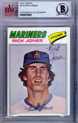 Rick Jones Autographed 1977 Topps Card #118 Seattle Mariners Beckett ...