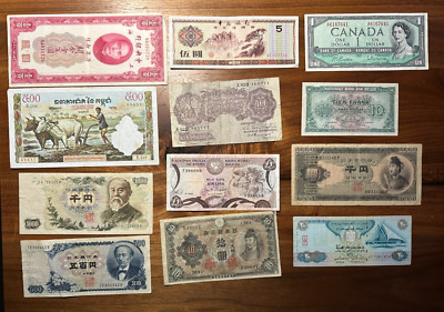 Lot of 12 world banknotes, less common to find, circulated #0381 | eBay