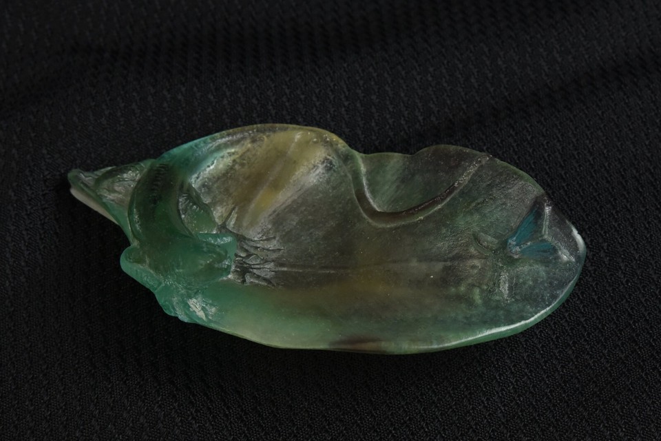 Daum France Pate de Verre Art Glass Tray with Lizard Signed | eBay