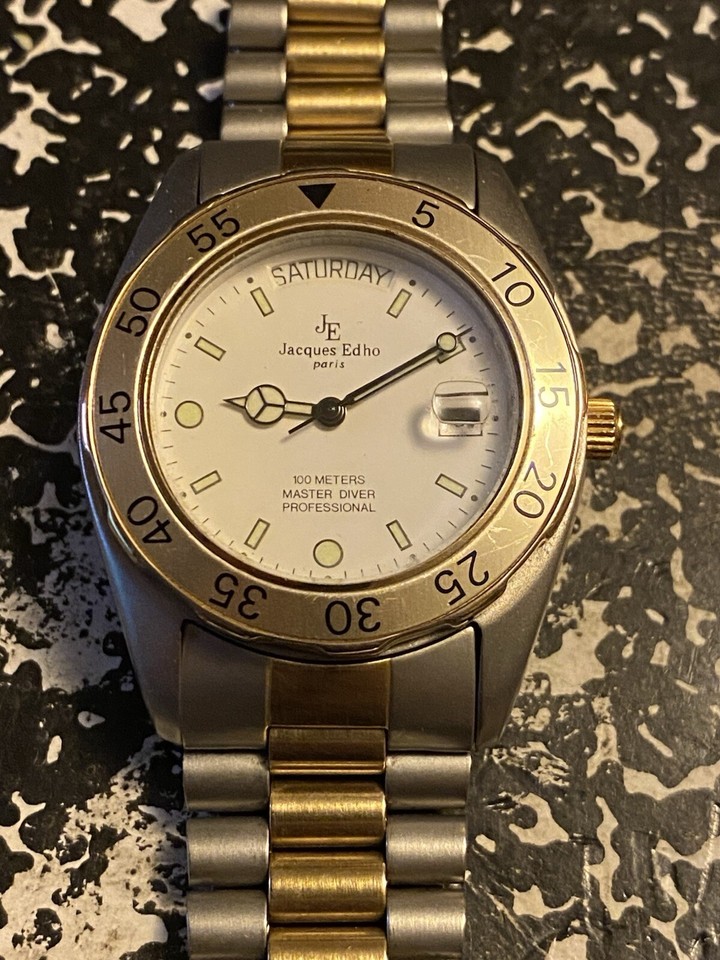 Vintage Jacques EdHo 100m Master Diver S. Steel 18k Gold Plated Men’s ...