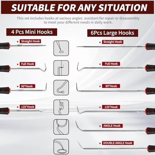Hook and Pick Set – 10PCS Precision Pick Tools with Non-Slip Grip for ...