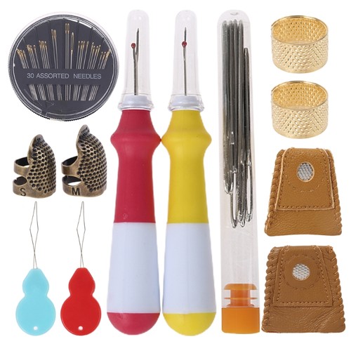 49pcs Sewing Tool Set Large-Eye Knitting Needle Leather Thimble Finger ...
