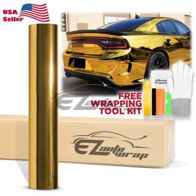 【Chrome】 Gold Car Vinyl Wrap Sticker Decal Sheet Film Air Release ...