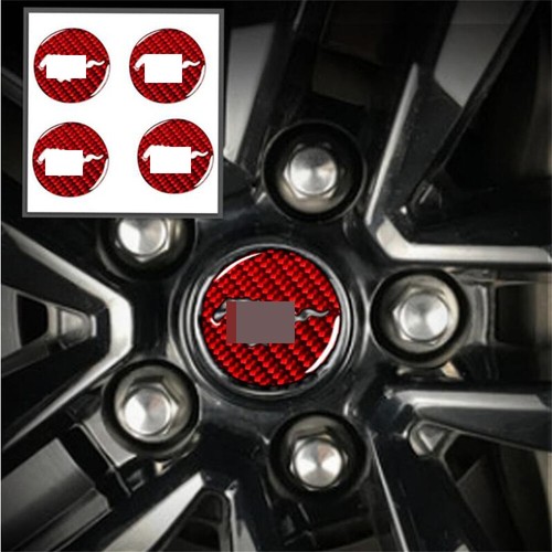 Red Carbon Fiber Hubcap Rim Wheel Hub Cover For Ford Mustang 2015-22 ...
