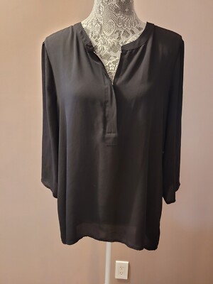Express Blouse Black Zipper Front Highlow Lightweight Top Size Large | eBay