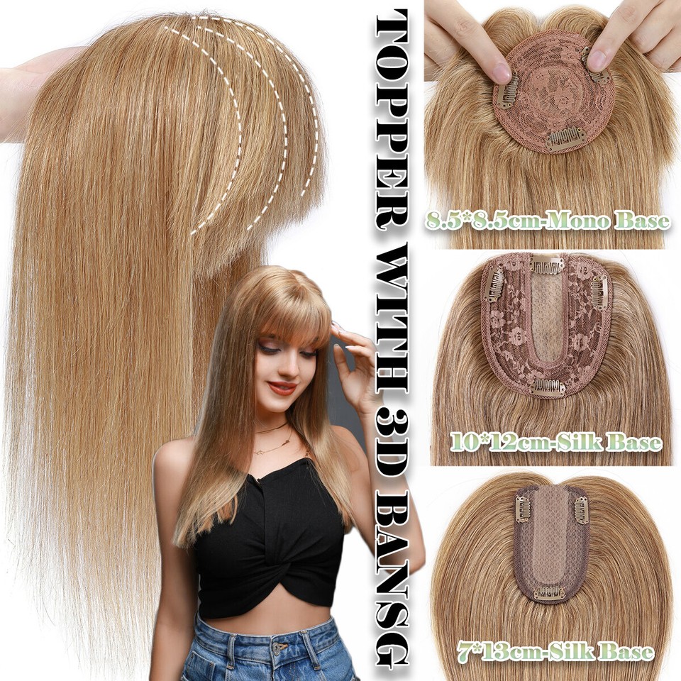 Women Hair Topper Toupee Clip in Hairpiece Top Hairpiece 100% Real ...