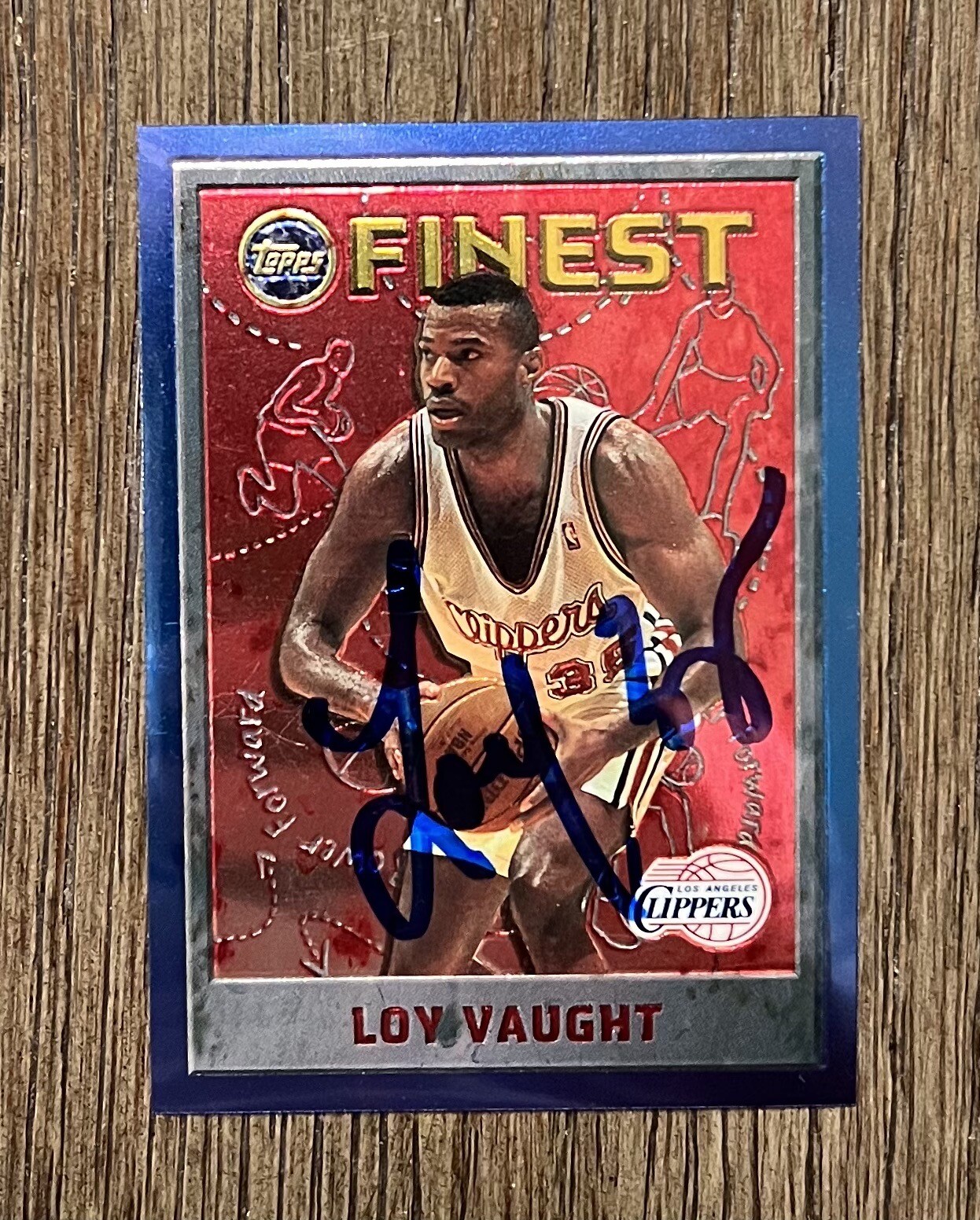 Loy Vaught Auto 1995 Topps Finest Card Vintage Clippers Michigan ...