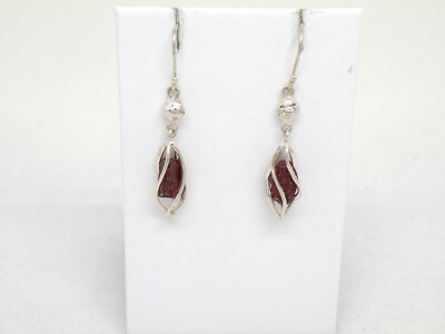 Authentic Starborn Garnet Crystal Drop Earrings in .925 Sterling Silver ...