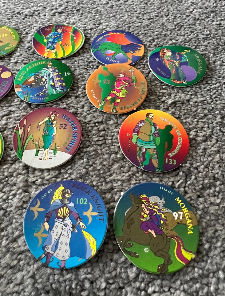 LOT (21) KING ARTHUR POG MILK CAP Jester Sir Gawain Sword Excalibor ...