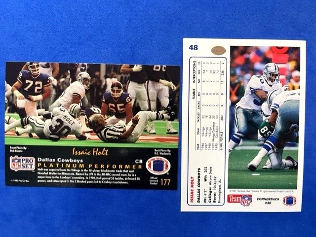NFL - Issaic Holt 1991 Pro Set Platinum & 1991 Upper Deck Football ...
