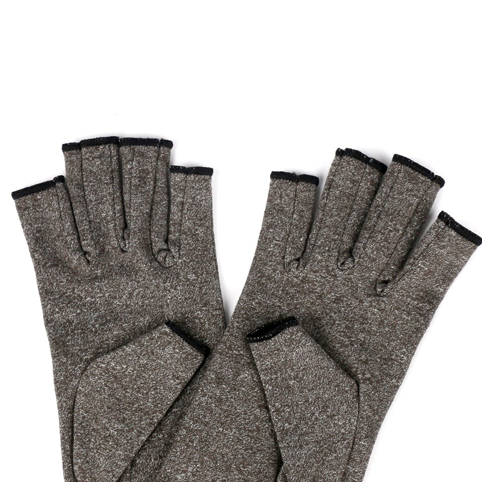 （1pair）Gray Arthritis Compression Gloves Warm Joint Pain Relief Promote ...