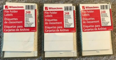 Wilson Jones # 77520, 3 1/2" x 1 1/4" White File Folder Labels - 248 ...