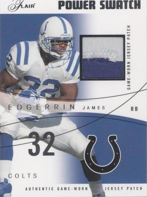 2004 Flair - Power Swatch Edgerrin James #PS-EJ Silver Patch /75 (MEM ...