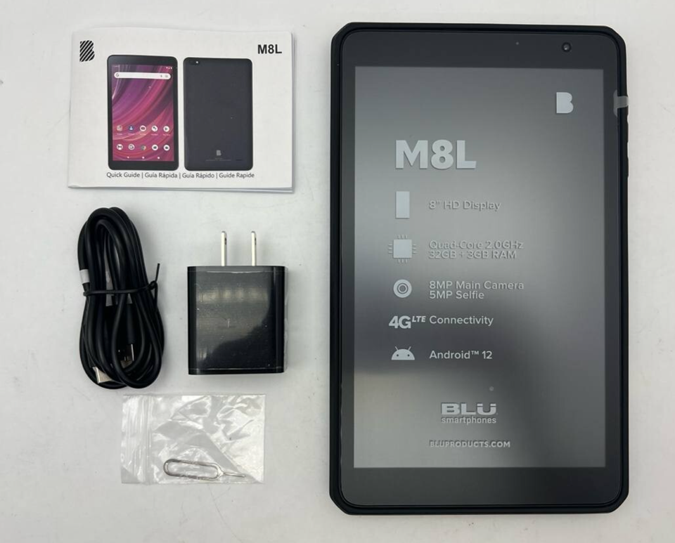 BLU M8L Android Tablet 8" 32GB Quad Core 32GB Wi-Fi & Cellular Locked ...