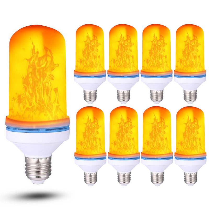 4 Modes LED Flame Effect Fire Light Bulbs Simulated Nature Flicker Lamp ...