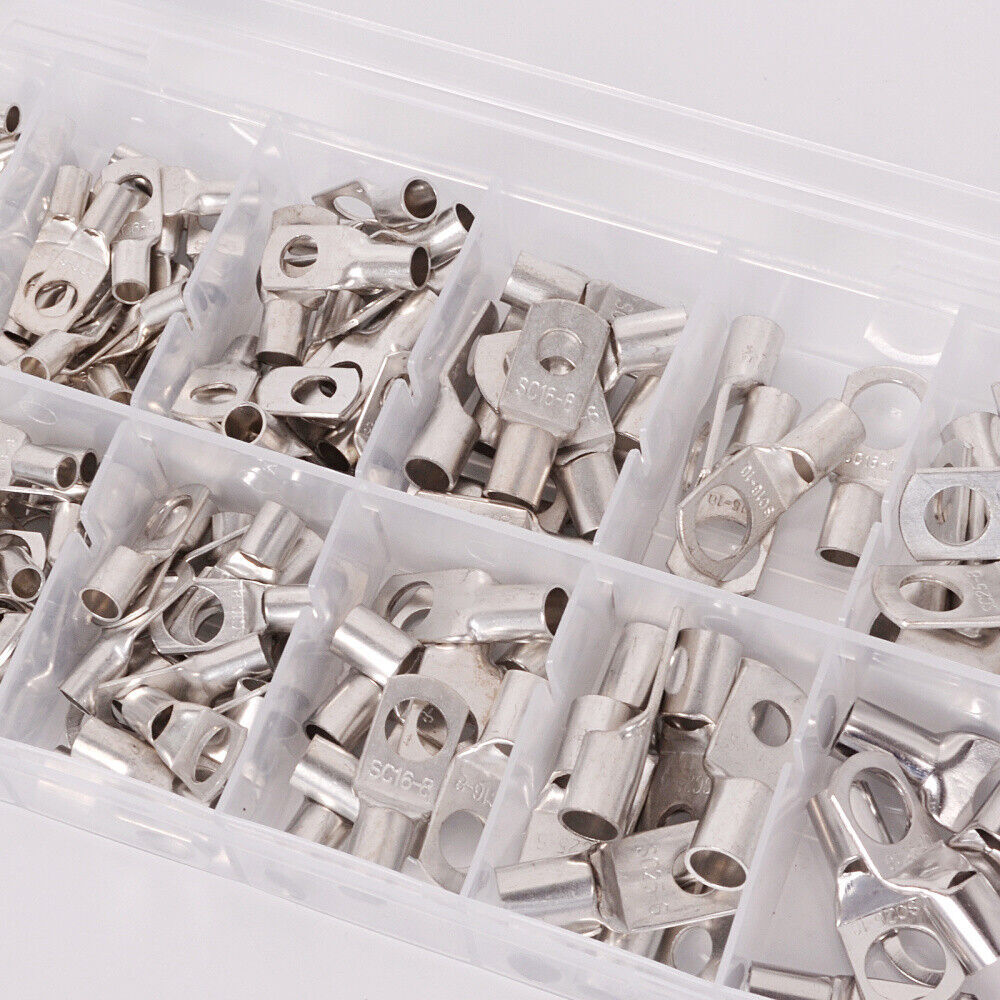 240PCS Copper Tube Terminals Kit Battery Welding Cable Lug Ring Crimp ...