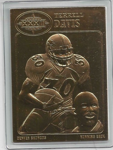 Terrell Davis Danbury Mint Super Bowl Encased 22kt Gold Football Card ...