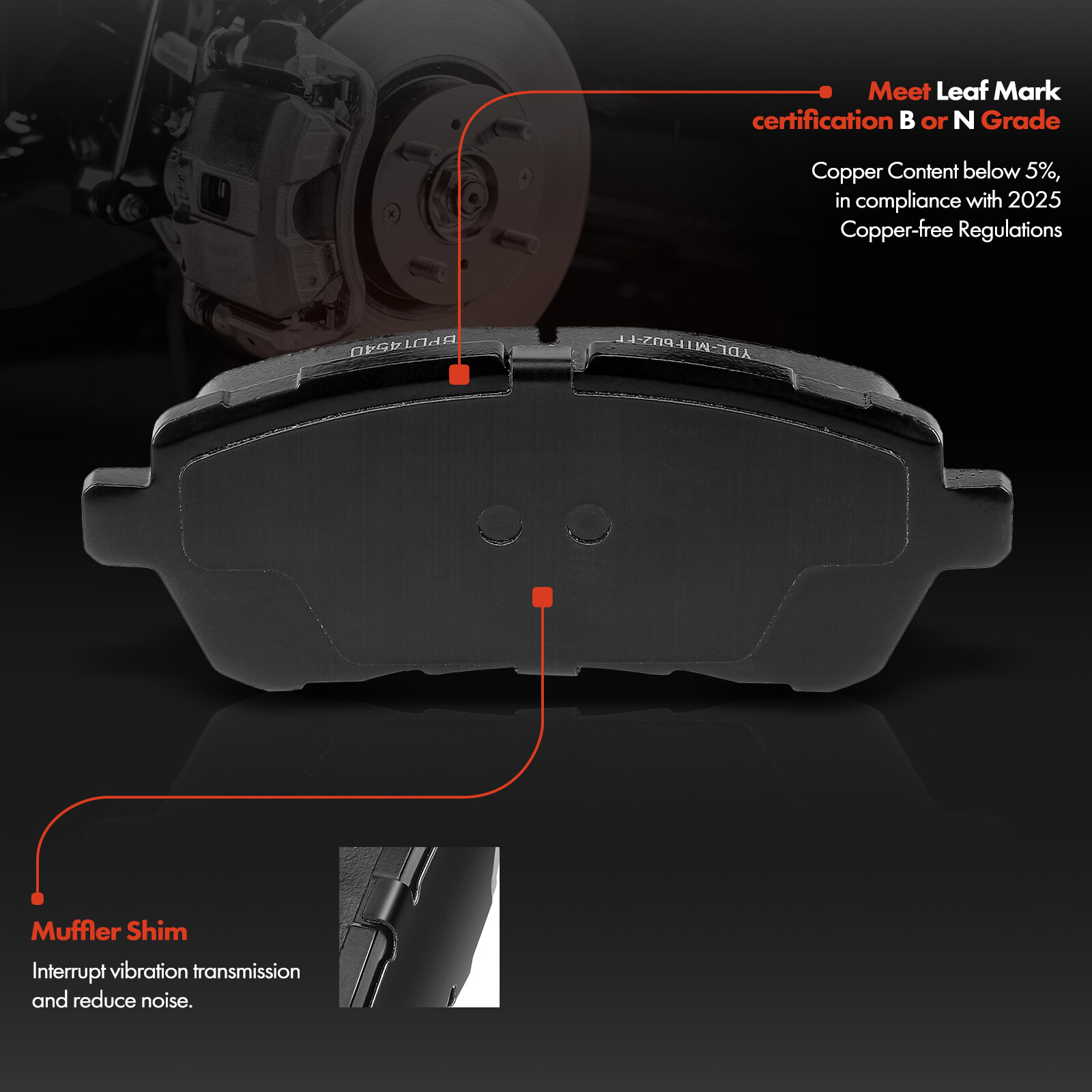 Front Left & Right Ceramic Brake Pads for Ford Fiesta 2011-2019 Mazda 2 ...