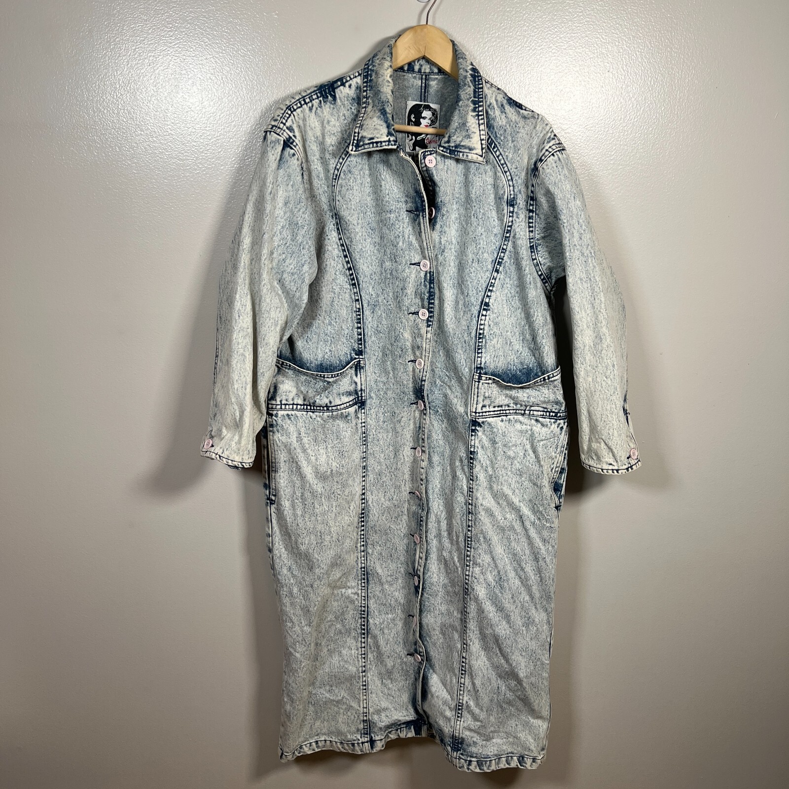 Vintage Belma Denim Duster Jacket Size Medium Acid Wa… - Gem