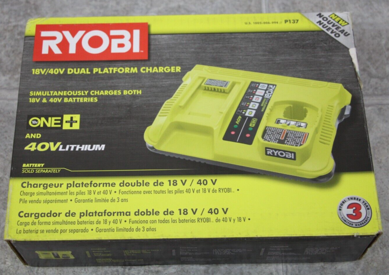 Ryobi ONE+ P137 Lithium-Ion Dual Platform Charger for sale online | eBay
