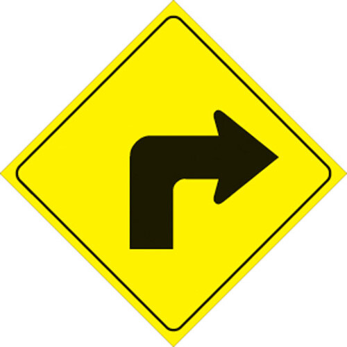 VOSS SIGNS 469 RT YR YELLOW PLASTIC REFLECTIVE SIGN 12"-RIGHT TURN | eBay