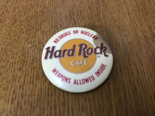 VINTAGE HARD ROCK CAFE NO DRUGS OR NUCLEAR WEAPONS ADVERTISING PIN ...