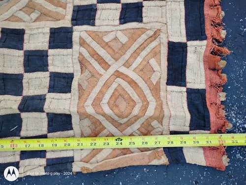 Long Antique Kuba Cloth Raffia Textile Traditional African Tribal Money ...