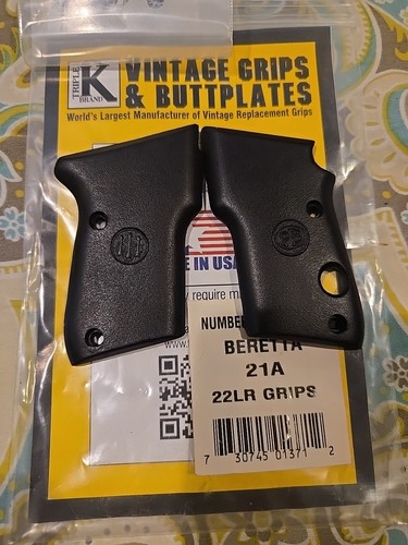 Triple K Beretta 21A .22LR Grips – Black Polymer, PB & Trident Logos ...