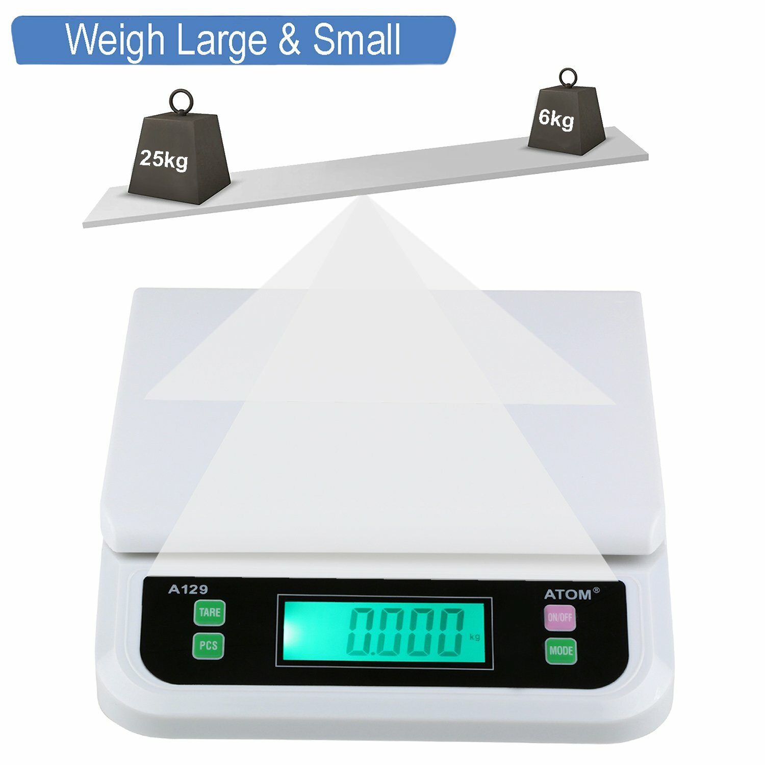 Atom A129 Digital Compact Weighing Scale, Black, 25kg | eBay
