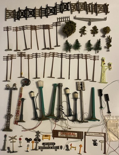 Lot Vintage Lionel HO Train Telephone & Light Poles Railroad Signs ...