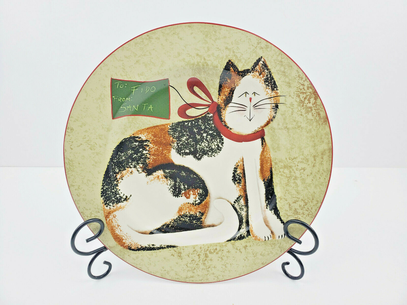 Sakura Christmas Fiddlestix Cat Plates Set Of 2 | eBay
