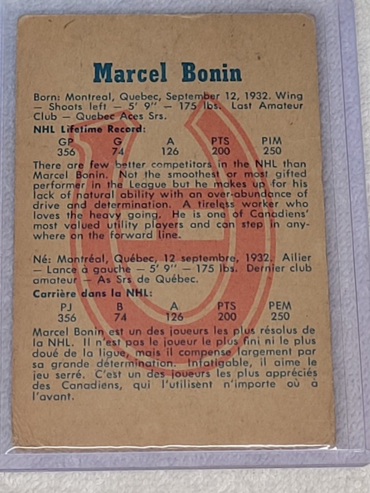 1960-61 Parkhurst Marcel Bonin #51 | eBay