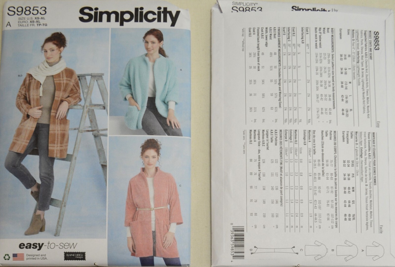 Simplicity- 9853 - Misses' Coats and Scarf | eBay