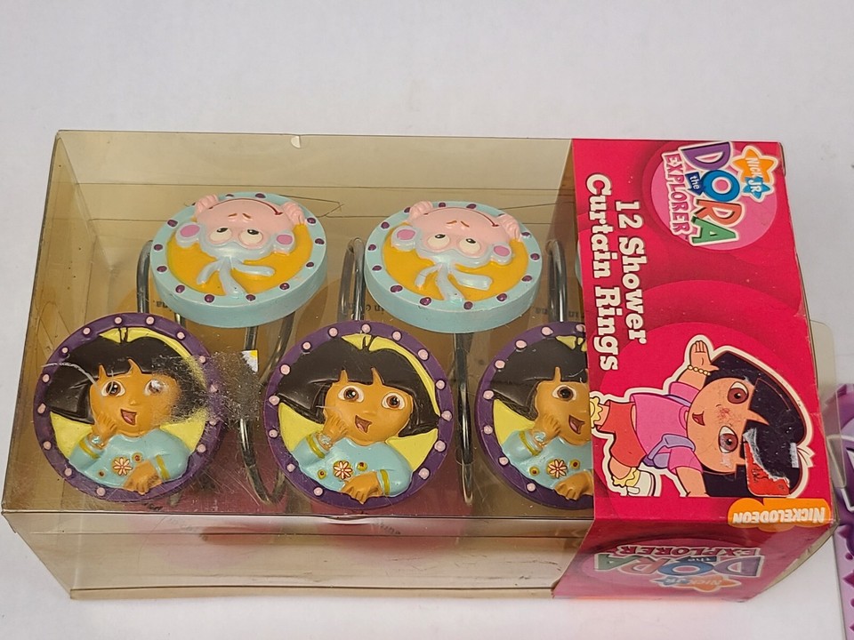 Dora the Explorer Kids Bathroom Decor Shower Curtain Hooks Rings Tap ...
