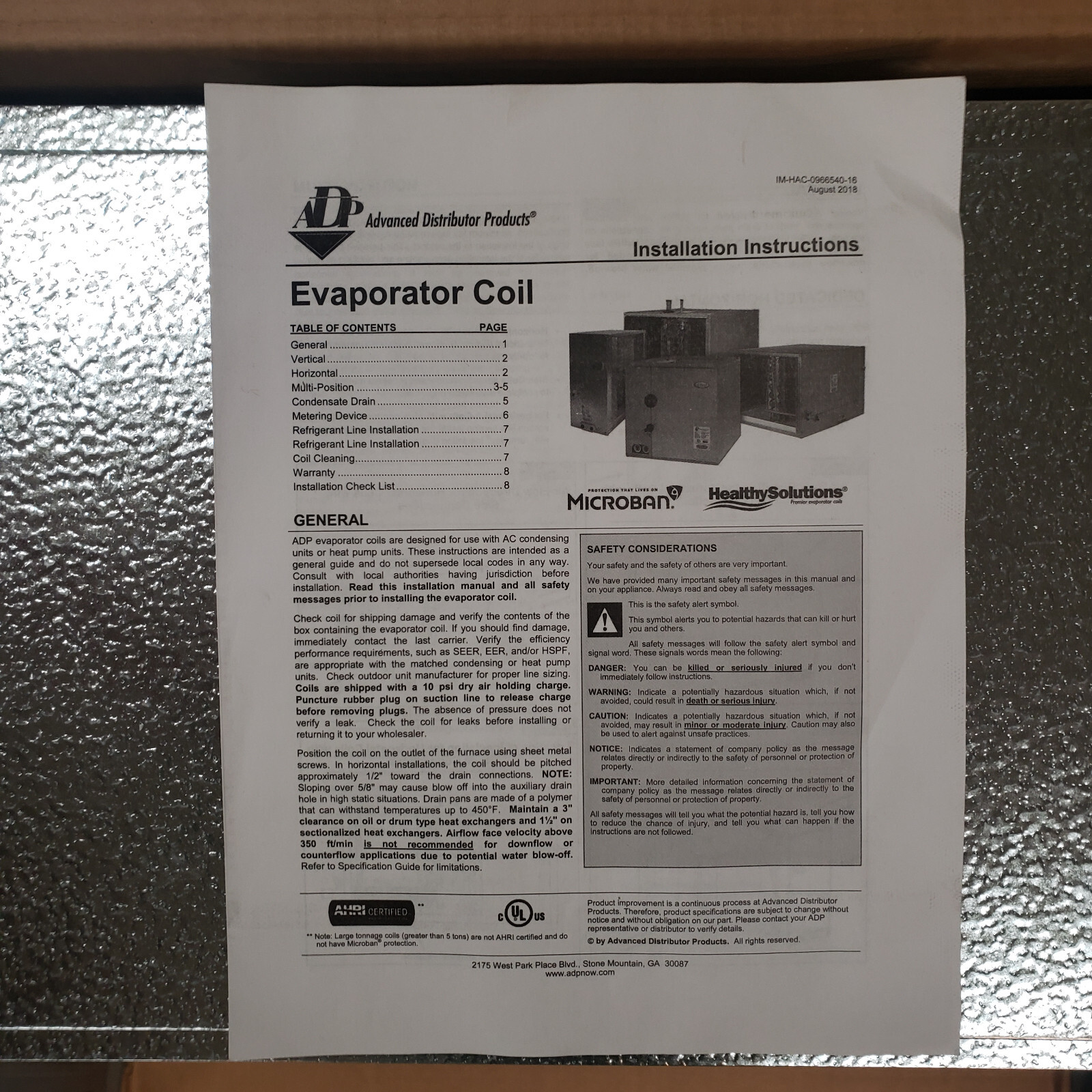 ADP 2 Ton Cased Horizontal Slab Evaporator Coil - HH58124A225A2102AP ...