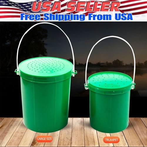 Fishing Worm Bait Bucket Live Worm Box Fishing Lures Ventilated Storage ...