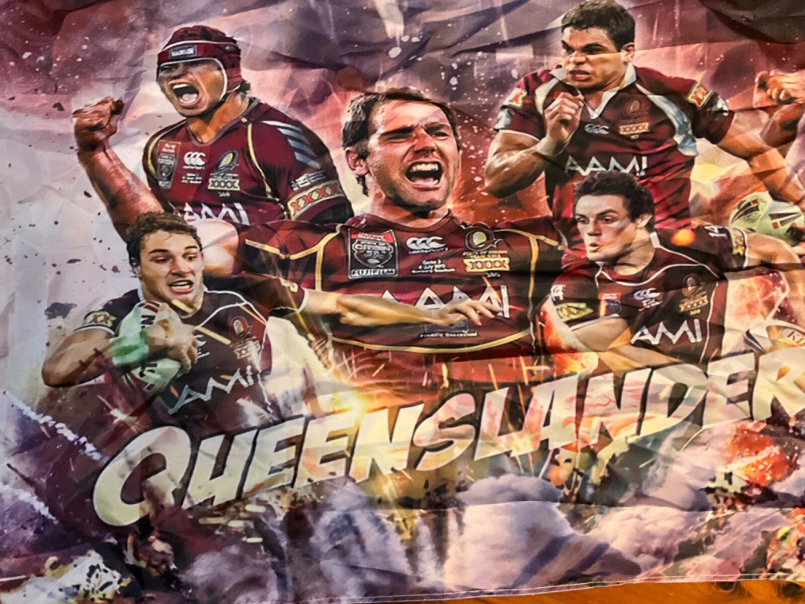 PRE OWNED. STATE of origin QLD MAROONS poster man cave wall hanging ...