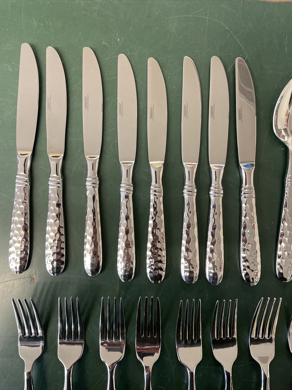 Set of 40 Cambridge Elsa Hammered Flatware, Forks, Knives, Spoons | eBay