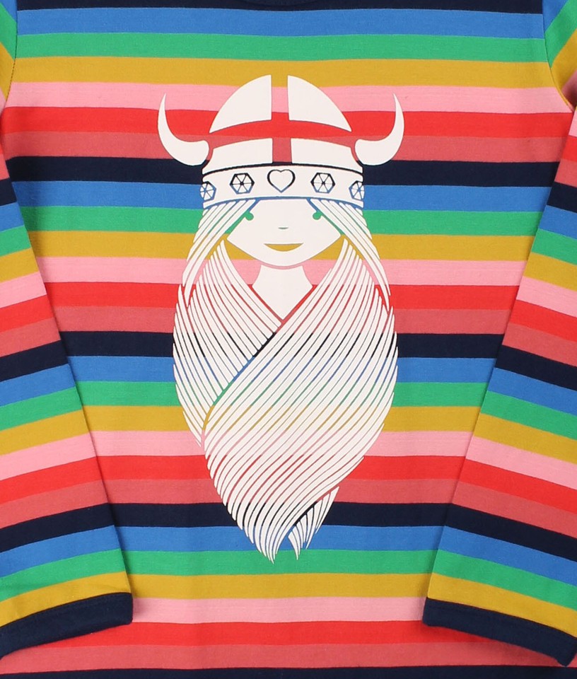 Danefae Langarmkleid bunte Streifen Freya Wikinger Mädchen 6-10 Jahre ...