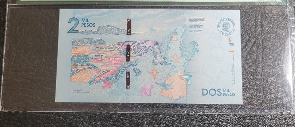 FANCY SERIAL NUMBER AA 2015 COLOMBIA 2000 Pesos GEM UNC PMG 66 EPQ ...