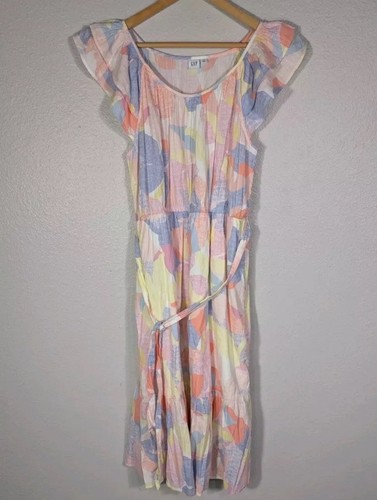 GAP Candy Floral Print Tiered Midi Dress Size Medium EUC N93 Tie | eBay