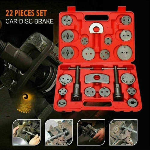 UNIVERSAL CAR DISC BRAKE CALIPER PISTON REWIND WIND BACK TOOL 22 PIECES ...