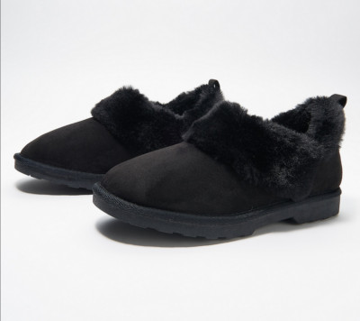 Isaac Mizrahi Live! Microsuede Bootie Slippers w/ Faux Fur-Black-9M ...