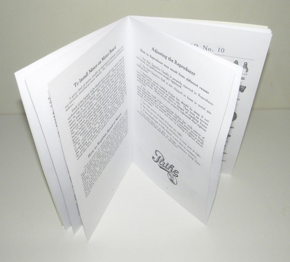 Pathe Phonograph Gramophone Motors Parts & Adjusting Instruction Manual ...