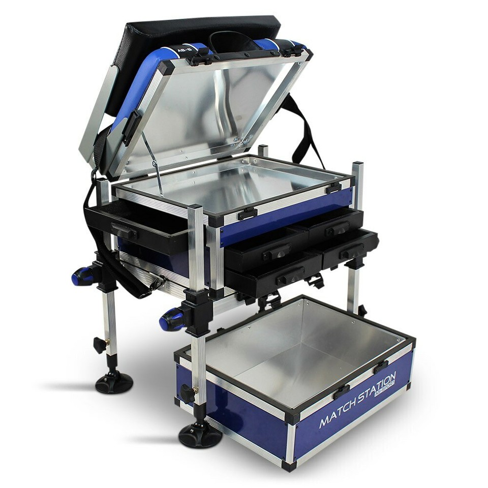 Match Station AS5 Alloy Pro-Sport Seat Box & Back Rest Fishing Tackle ...